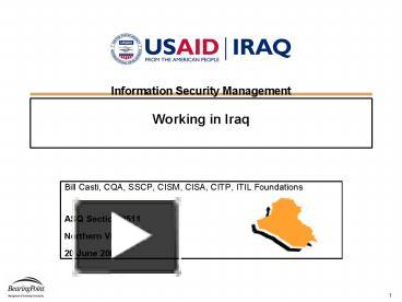 PPT – Information Security Management Working in Iraq PowerPoint ...