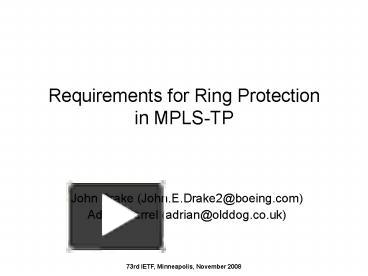 PPT – Requirements for Ring Protection in MPLS-TP PowerPoint ...