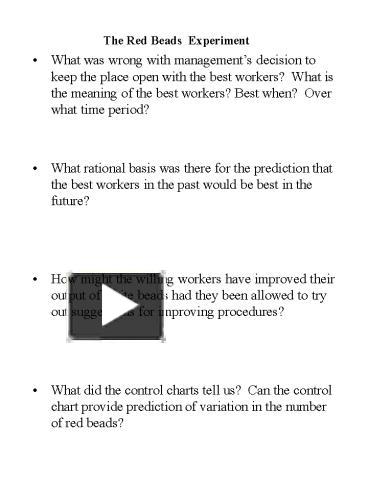 The Red Beads Experiment presentation | free to view