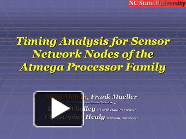PPT – Timing Analysis for Sensor Network Nodes of the Atmega Processor ...