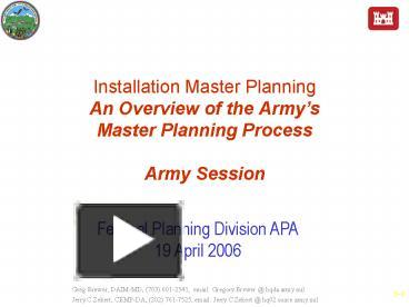 Installation Master Planning An Overview of the Armys Master Planning ...