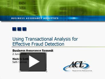 PPT – Using Transactional Analysis for Effective Fraud Detection ...