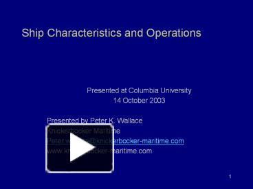 Ship Characteristics and Operations presentation | free to view