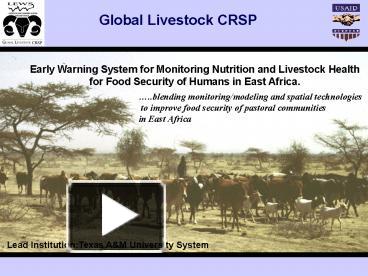 Early Warning System for Monitoring Nutrition and Livestock Health for ...