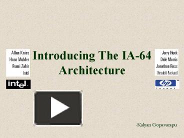 PPT – Introducing The IA64 Architecture PowerPoint presentation | free ...