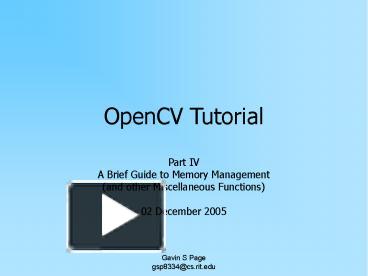 PPT – OpenCV Tutorial PowerPoint presentation | free to download - id ...