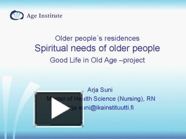 PPT – Older people PowerPoint presentation | free to download - id ...