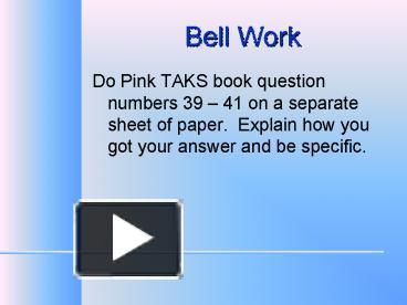 Bell Work presentation | free to view