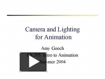 Camera and Lighting for Animation presentation | free to download