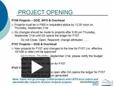 PPT – PROJECT OPENING PowerPoint presentation | free to view - id ...