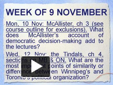 PPT – WEEK OF 9 NOVEMBER PowerPoint presentation | free to view - id ...