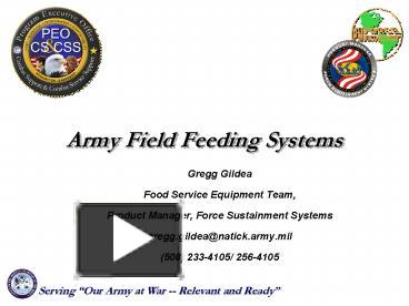 Army Field Feeding Systems presentation | free to view