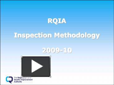 RQIA Inspection Methodology 200910 presentation | free to view