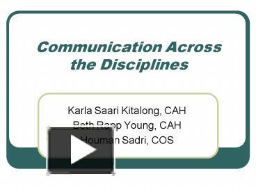Communication Across the Disciplines presentation | free to view