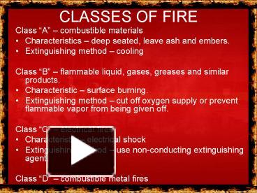 CLASSES OF FIRE presentation | free to view