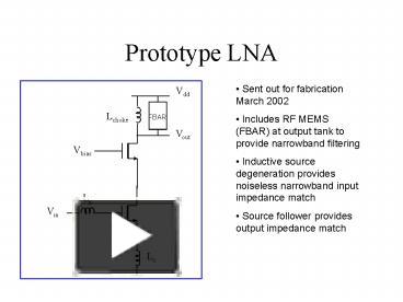 Prototype LNA presentation | free to view