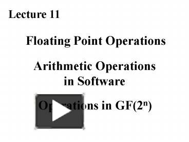 Arithmetic Operations presentation | free to view