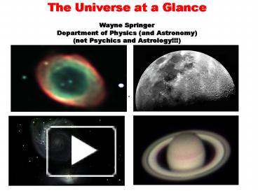 The Universe at a Glance Wayne Springer Department of Physics and ...