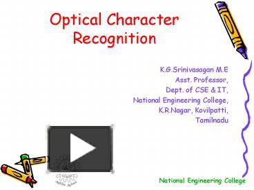 Optical Character Recognition presentation | free to view