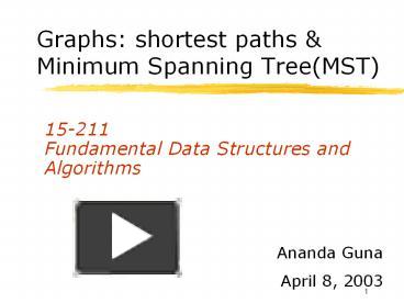 PPT – Graphs: shortest paths PowerPoint presentation | free to download ...