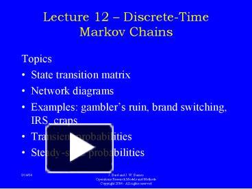 Lecture 12 DiscreteTime Markov Chains presentation | free to download