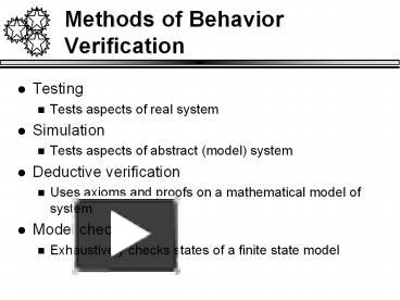 PPT – Methods of Behavior Verification PowerPoint presentation | free ...