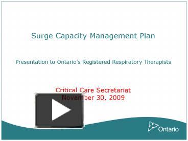 PPT – Surge Capacity Management Plan Presentation to Ontarios ...