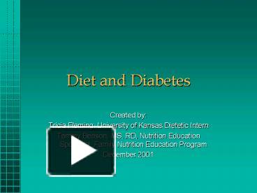 Diet and Diabetes presentation | free to view