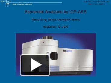 PPT – Elemental Analyses by ICP-AES PowerPoint presentation | free to ...