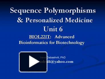 Sequence Polymorphisms presentation | free to download