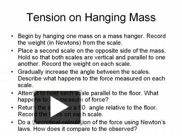 Tension on Hanging Mass presentation | free to view