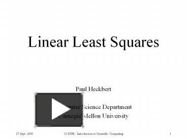 PPT – Linear Least Squares PowerPoint presentation | free to download ...