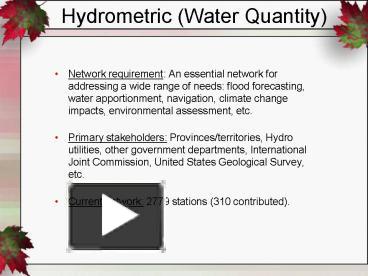 Hydrometric Water Quantity presentation | free to view