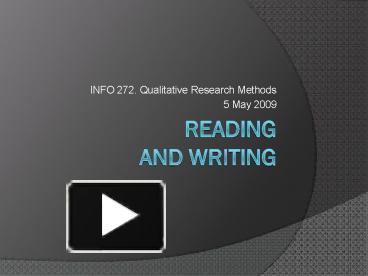 PPT – Reading and Writing PowerPoint presentation | free to download ...