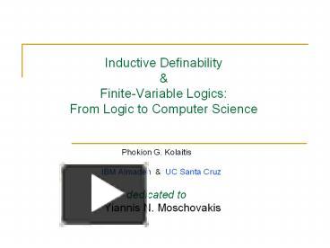 PPT – Inductive Definability PowerPoint presentation | free to view ...