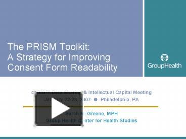 The PRISM Toolkit: A Strategy for Improving Consent Form Readability ...