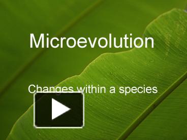Microevolution presentation | free to view