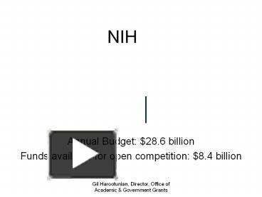 PPT – NIH PowerPoint presentation | free to view - id: 21f86-Y2ZjY
