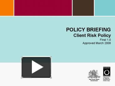 POLICY BRIEFING presentation | free to view