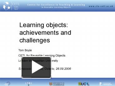 PPT – Learning objects: achievements and challenges PowerPoint ...