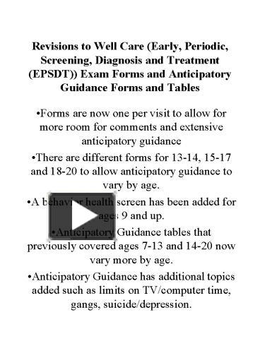 PPT – Revisions to Well Care Early, Periodic, Screening, Diagnosis and ...