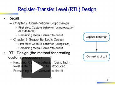PPT – RegisterTransfer Level RTL Design PowerPoint presentation | free ...