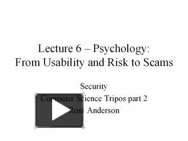 PPT – Lecture 6 PowerPoint presentation | free to view - id: 222522-ZDc1Z