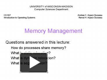 PPT – Memory Management PowerPoint presentation | free to download - id ...