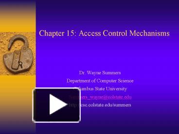 Chapter 15: Access Control Mechanisms presentation | free to view