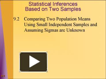 PPT – Statistical Inferences Based on Two Samples PowerPoint ...