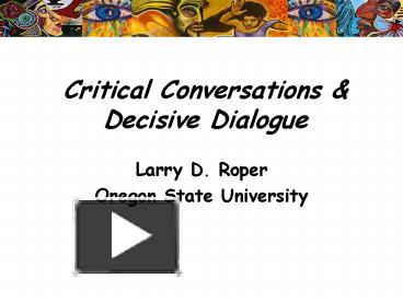 Critical Conversations presentation | free to view