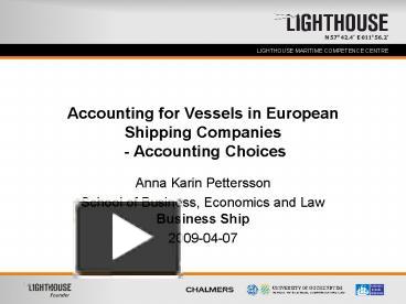 Accounting for Vessels in European Shipping Companies Accounting ...