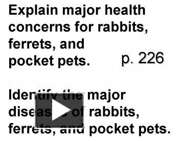 PPT – Explain major health concerns for rabbits, ferrets, and ...