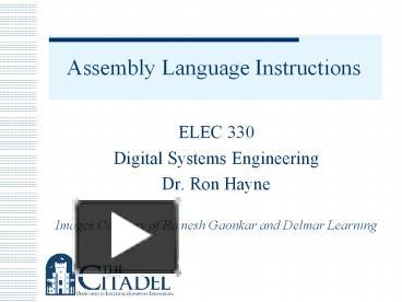 PPT – Assembly Language Instructions PowerPoint presentation | free to ...